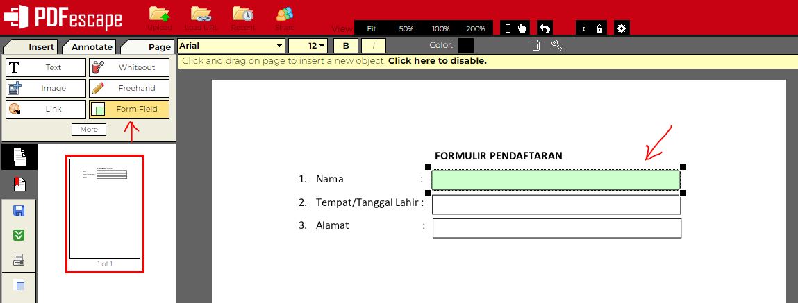Cara membuat formulir PDF yang dapat di isi